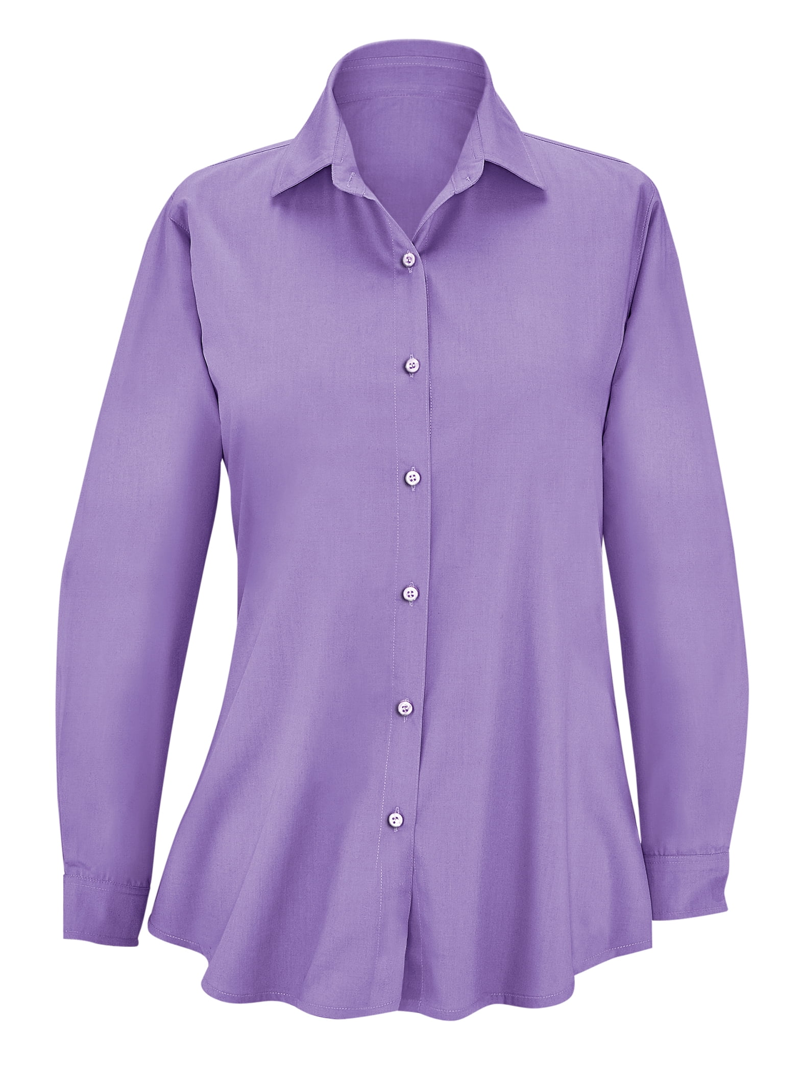 Collections Etc Versatile No-Iron Button-Front Tunic Length Shirt ...