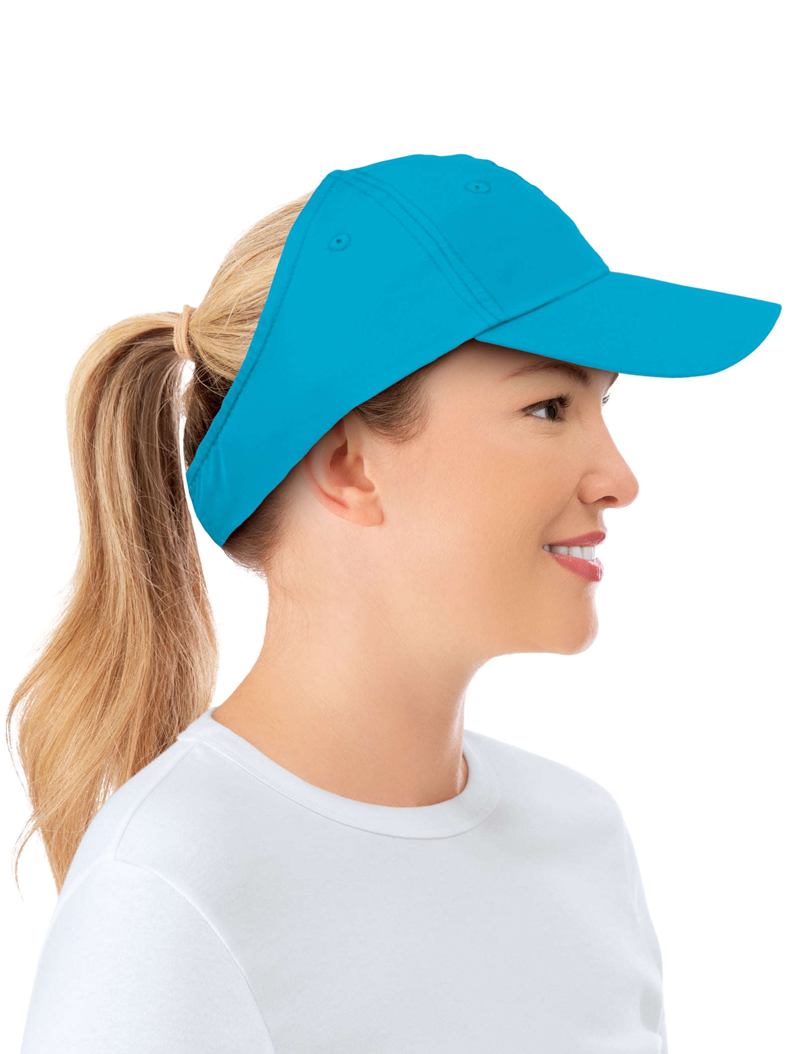 Collections Etc Versatile Open-Back Genie Visor Baseball Cap Aqua ...