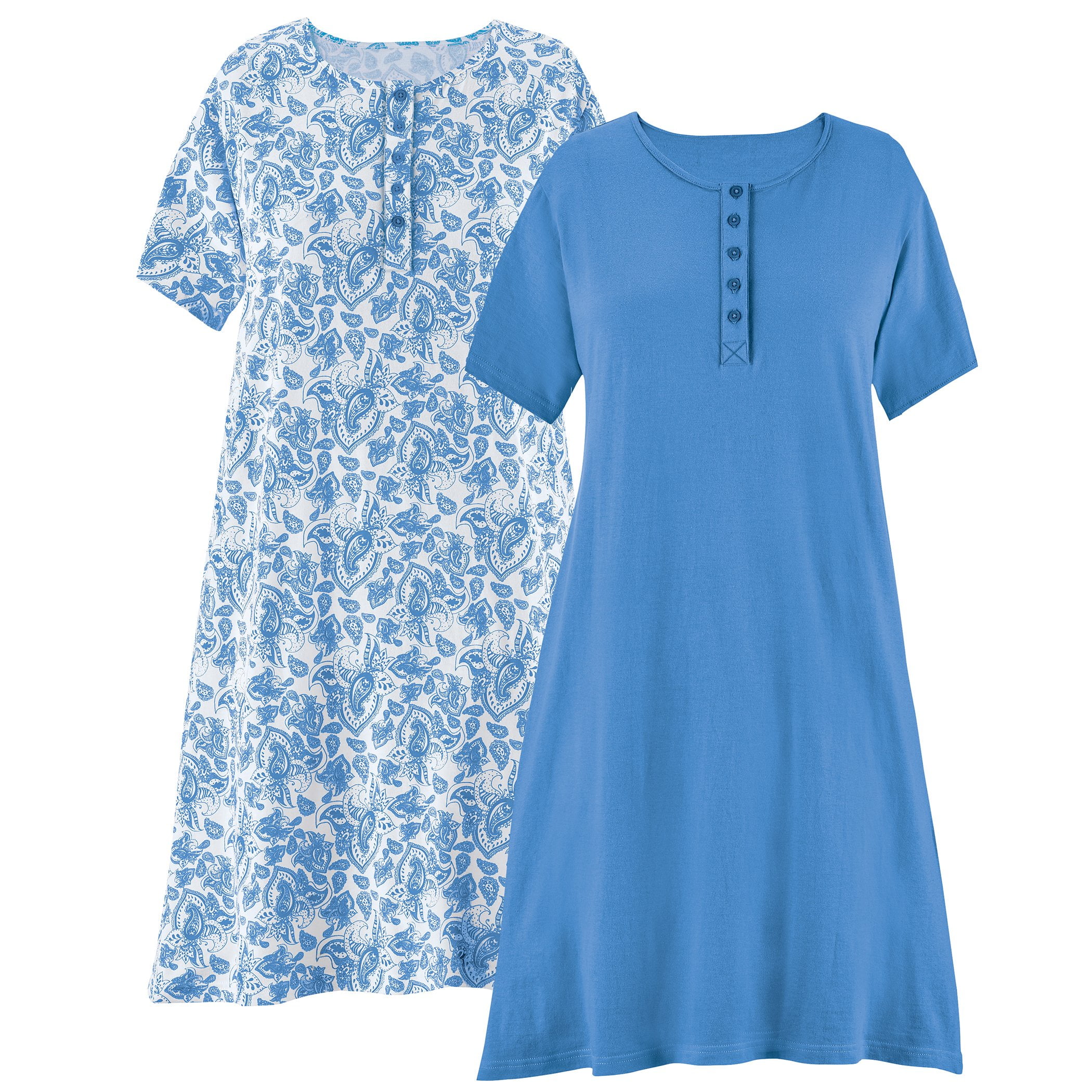 Collections Etc Women's 2-Pack Pretty Paisley Print Short-Sleeve Henley ...