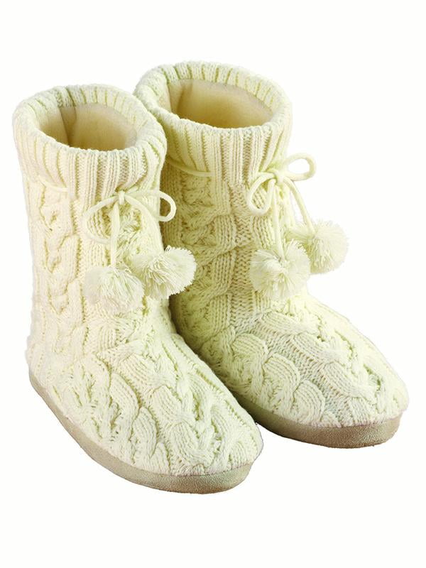Collections Etc Women's Cable Knit Booties, Ivory, Large - Walmart.com