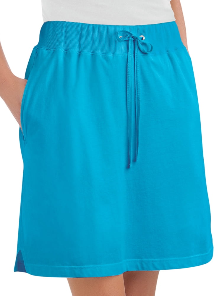 Collections Etc Women's Drawstring Knit Skort Turquoise Small - Walmart.com