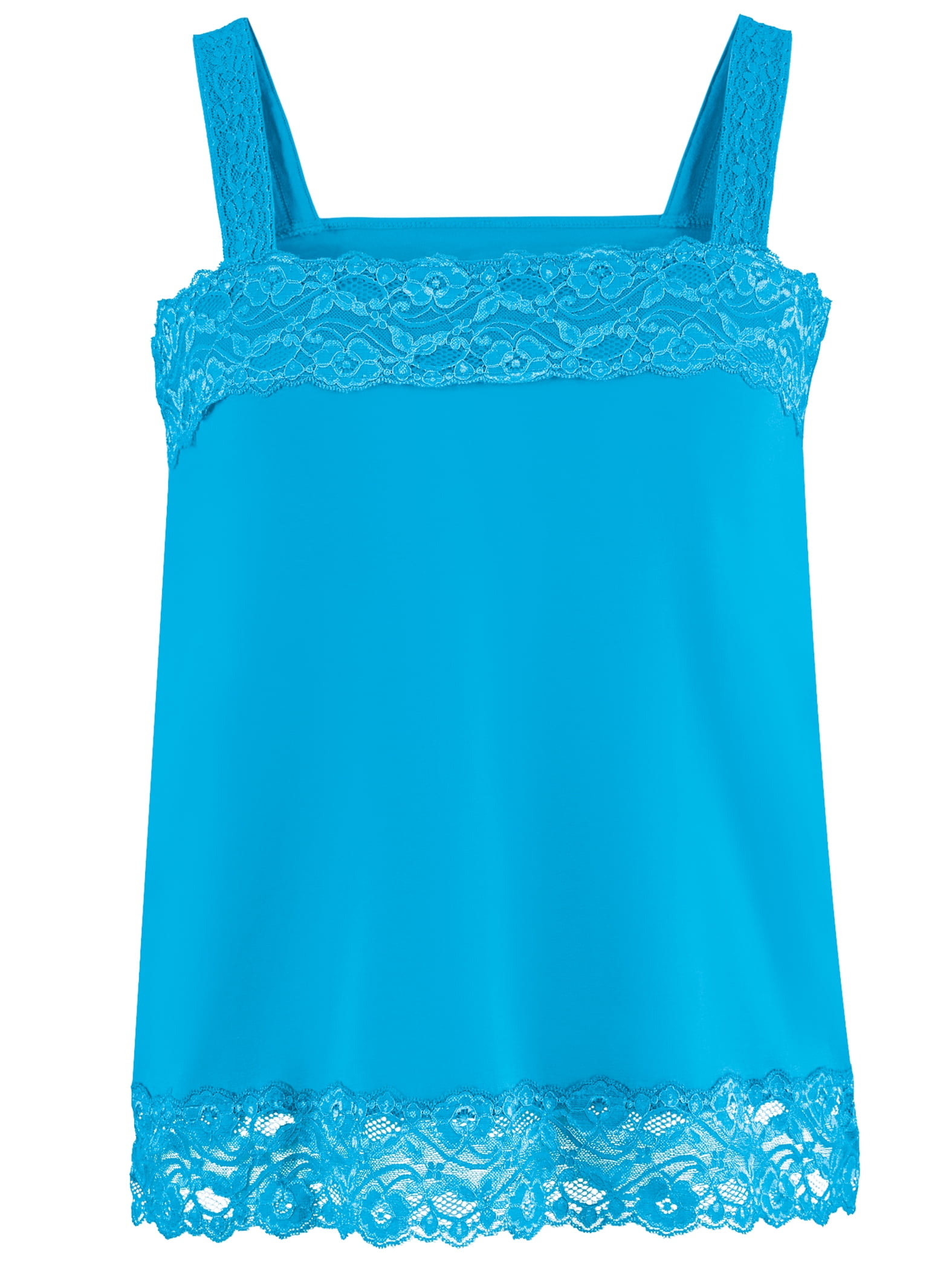 Collections Etc Women's Lace Trim Camisole Tank Top with Square ...
