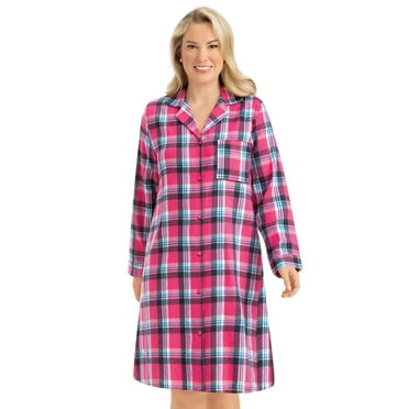 Dreamcrest Women’s Snap-Front House Coat Cotton Flannel Duster Robe ...