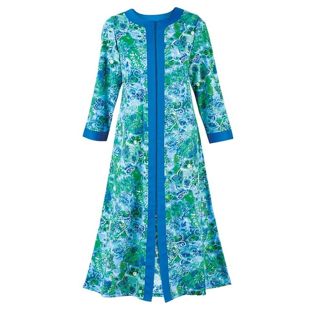 Collections Etc Women's Zipper Bathrobe: Long Paisley Zip-Front Robe ...