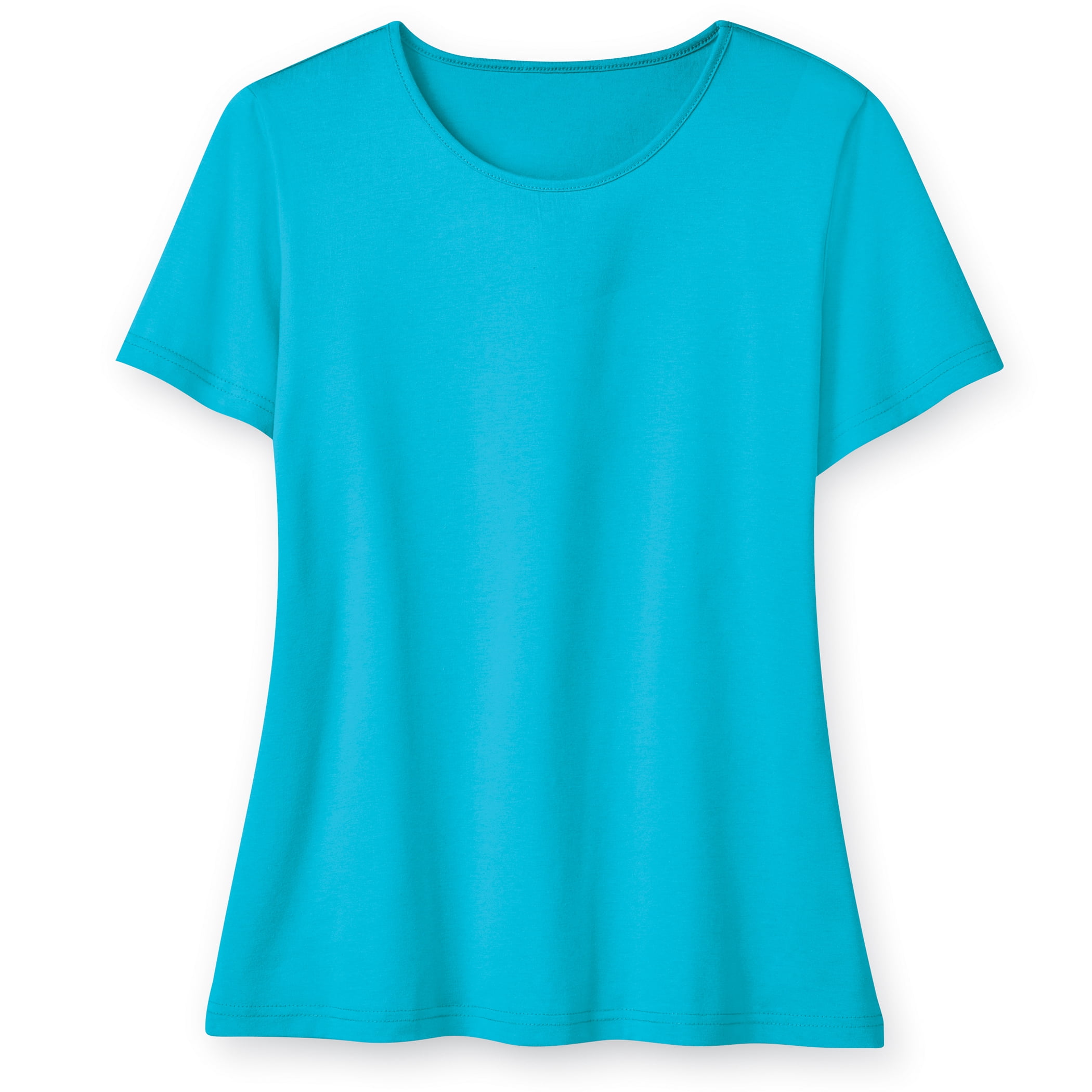 Collections Etc Women's Soft Knit Crew Neck Short Sleeve Cotton Tee ...