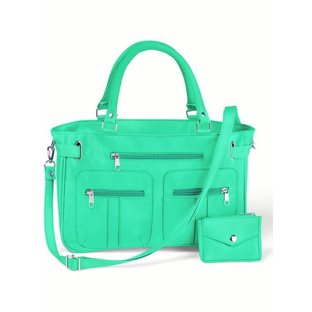 Collections Etc Women's Double-Handle Shoulder Handbag with Zippered 6 ...