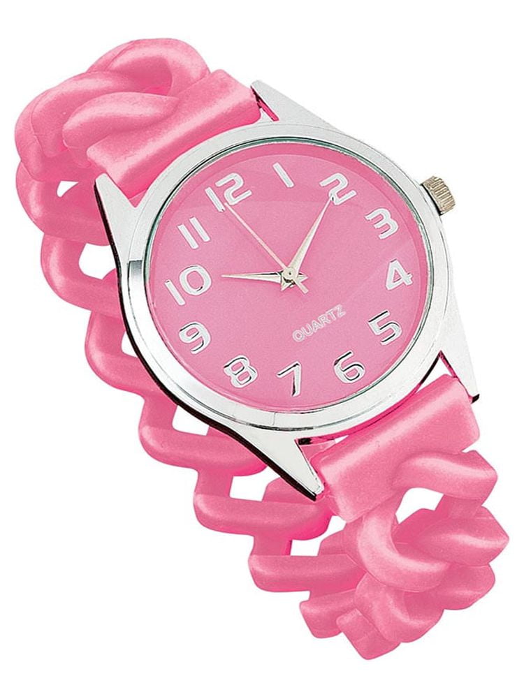 Collections Etc Women's Stretchy Silicone Wrist Watch with Braided Band ...