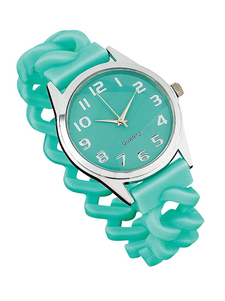 Collections Etc Women's Stylish Silicone Watch with Stretchy Elastic ...