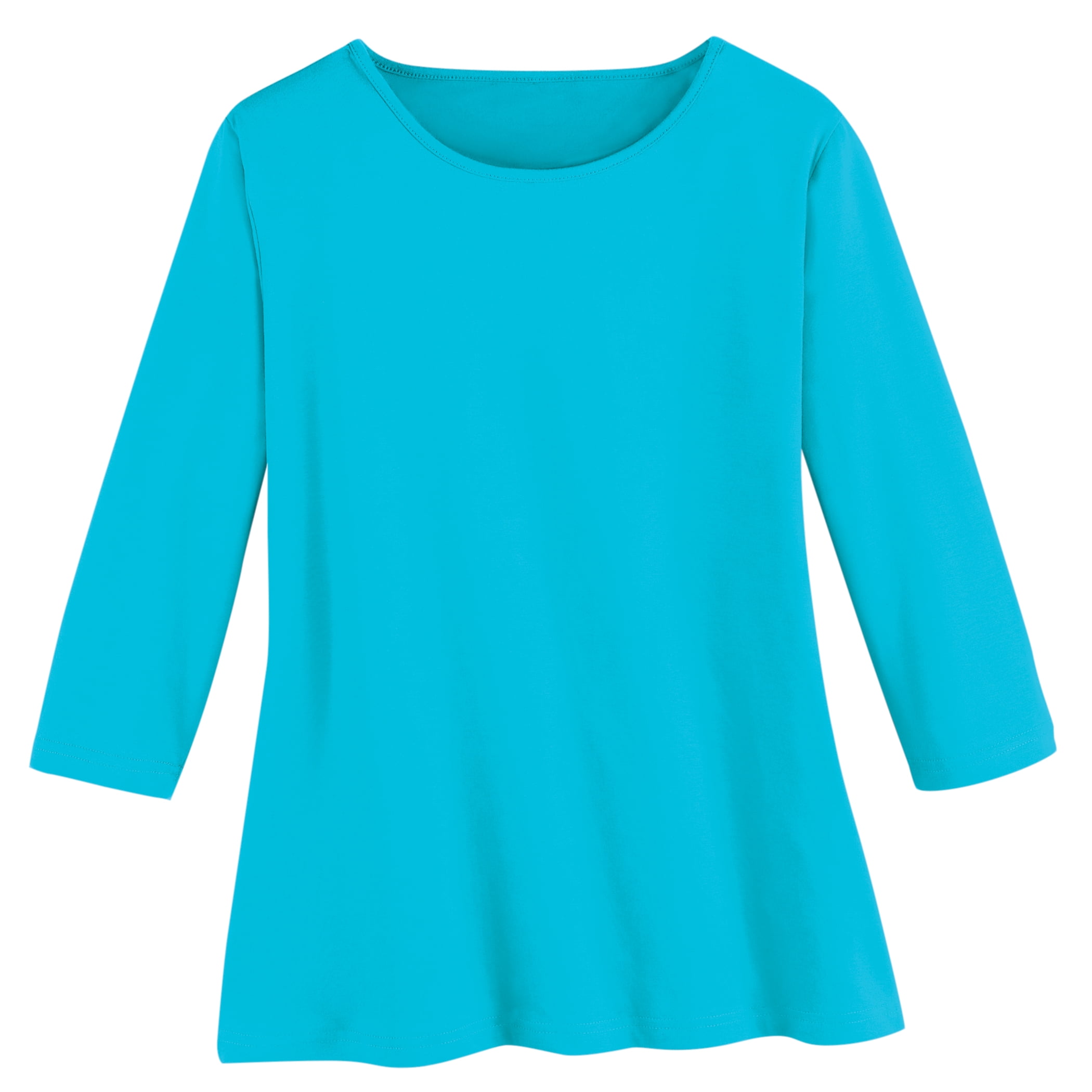 Collections Etc Women's Versatile 3/4 Sleeve & Scooped Neckline Cotton ...