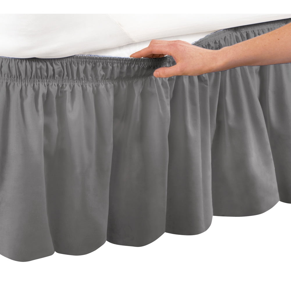 Collections Etc Wrap Around Bed Skirt, Easy Fit Elastic Dust Ruffle ...