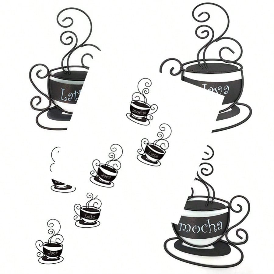 CollectionsEtc 3 PCS Metal Wall Art Coffee Decor Coffee Cups with Mocha ...
