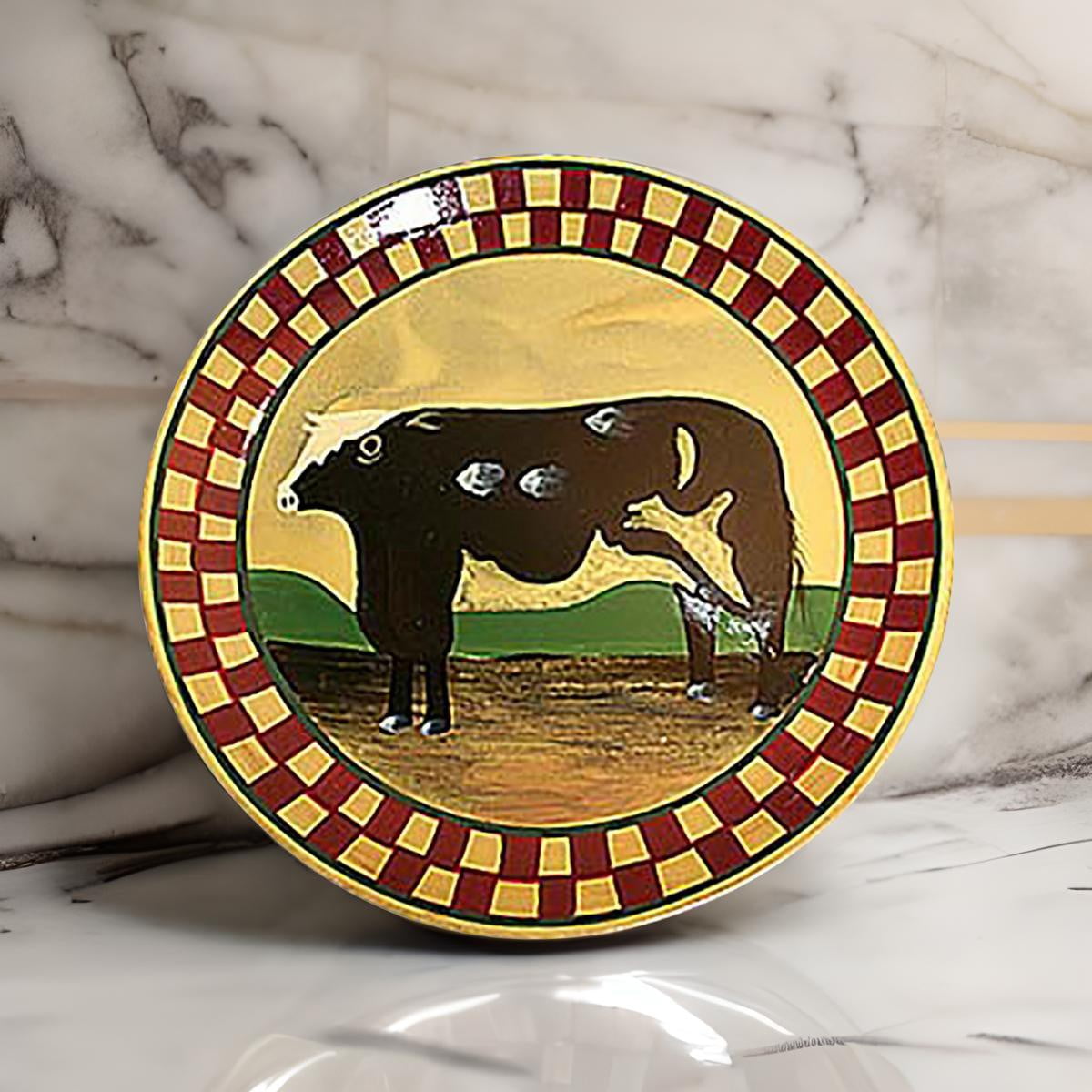 Collector Plates Ceramic Brown Cow Dinner Plate Handpainted | Renovator ...