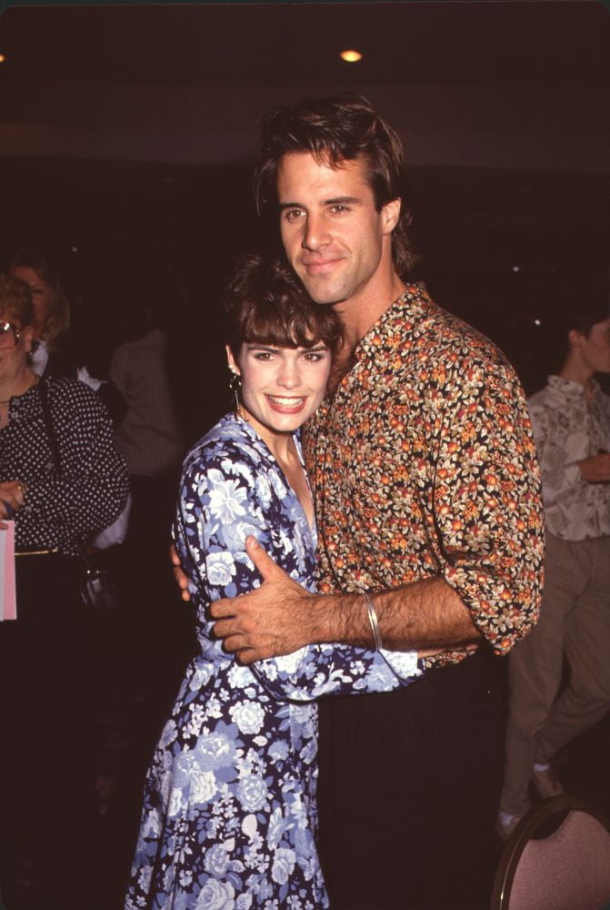 Colleen Dion In Blue Floral Dress Hugging Todd Mckee Photo Print (16 x ...