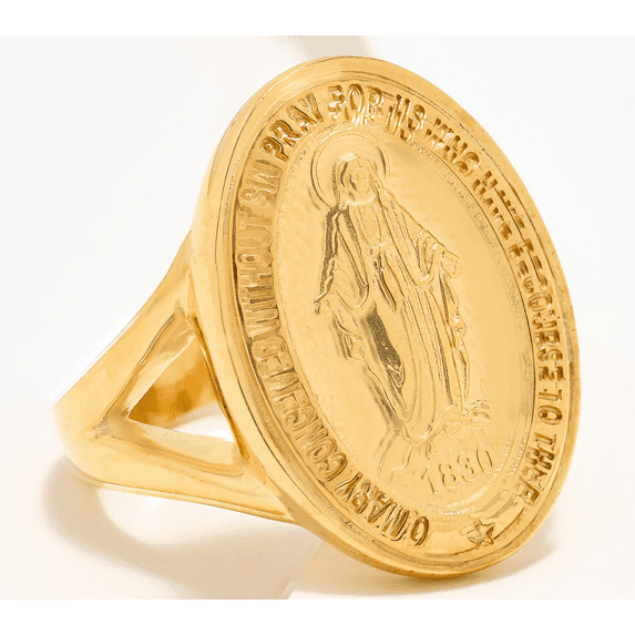 David Markstein Gold Clad Sterling Silver Miraculous Medal Ring Size 8 ...