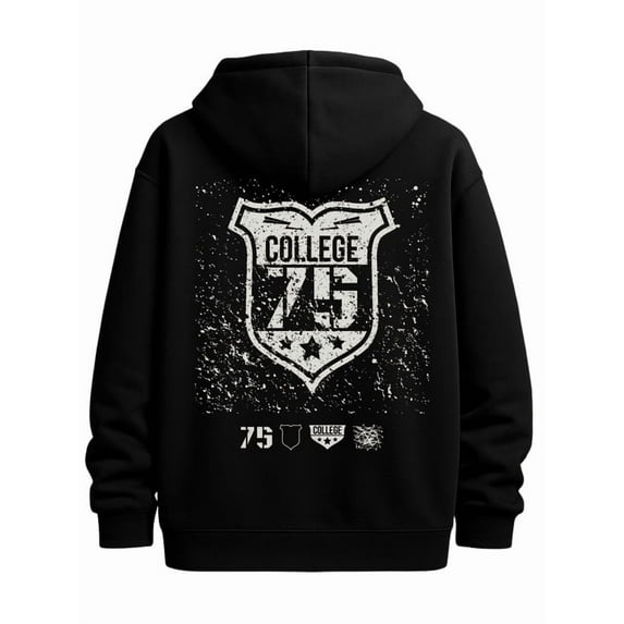 College 75 Hoodie hoodies men's regular fit black Regular Fit, Hooded ...