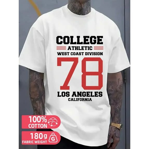 College 78 Tee men white 180G 100% Cotton fun and playful,cool T-shirt ...