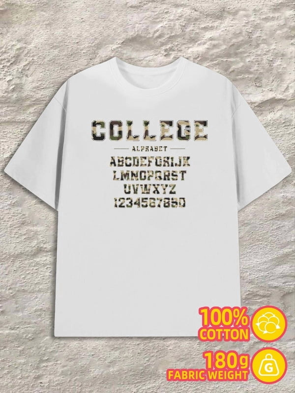 College Alphabet for men white 180G 100% Cotton Everyday wear,perfect ...