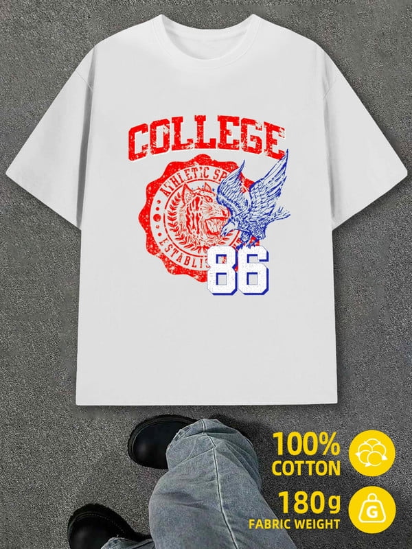 College Athletic men's white 180G 100% Cotton Weekend casual wear ...