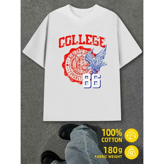 College Athletic men's white 180G 100% Cotton Weekend casual wear ...