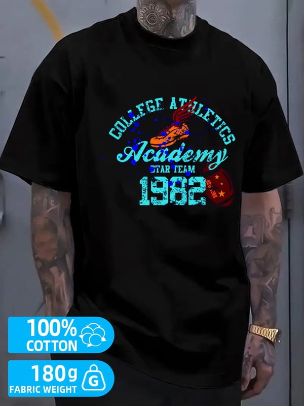 College Athletics men's black 180G 100% Cotton Wearable year-round ...