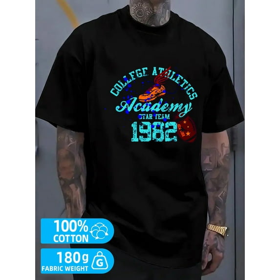 College Athletics men's black 180G 100% Cotton Wearable year-round ...