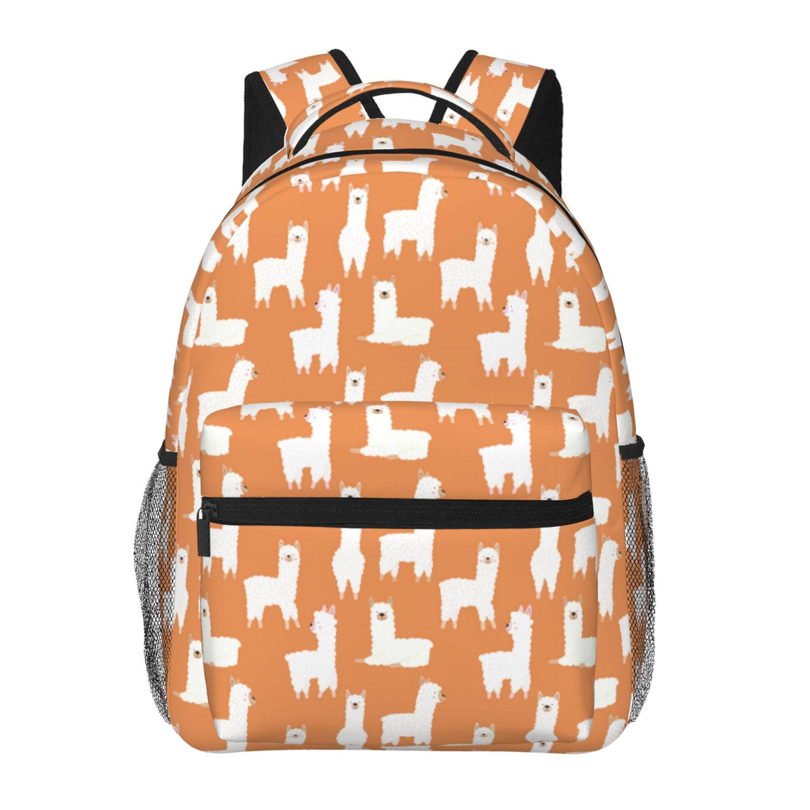 College Backpack for School - Cute Alpaca Orange Casual Laptop Backpack ...