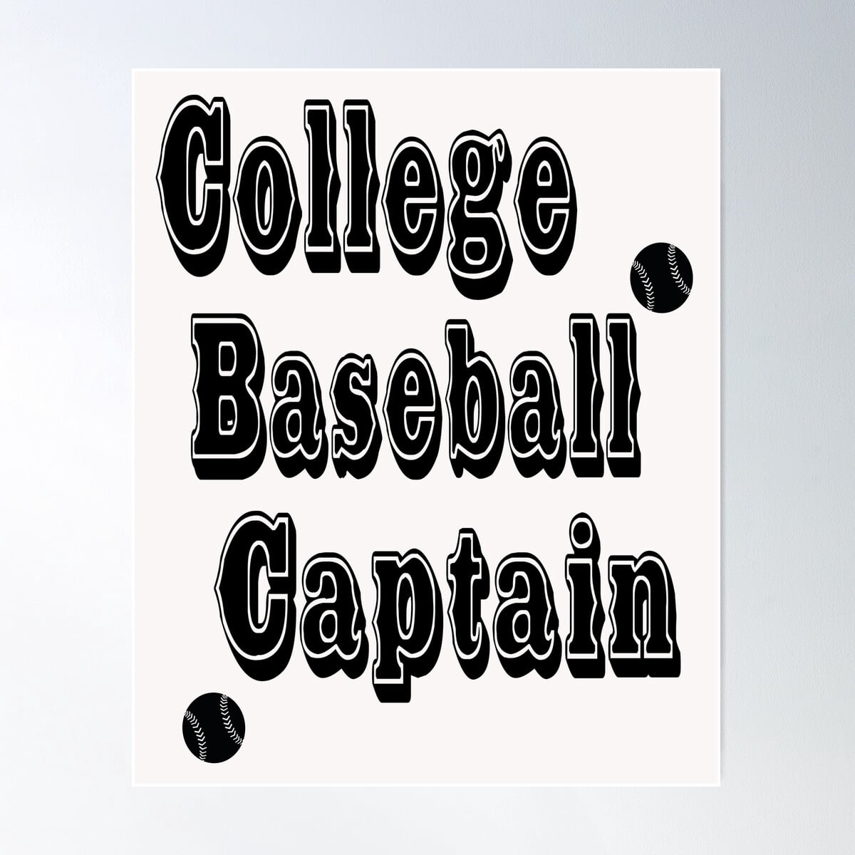 College Baseball Captain Typographic Design - Baseball Lover'S Delight ...