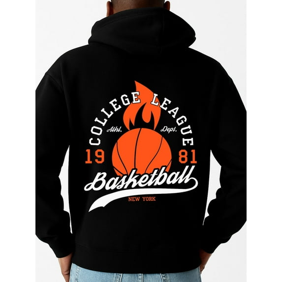 College Basketball graphic hoodies men machine washable black Hooded ...