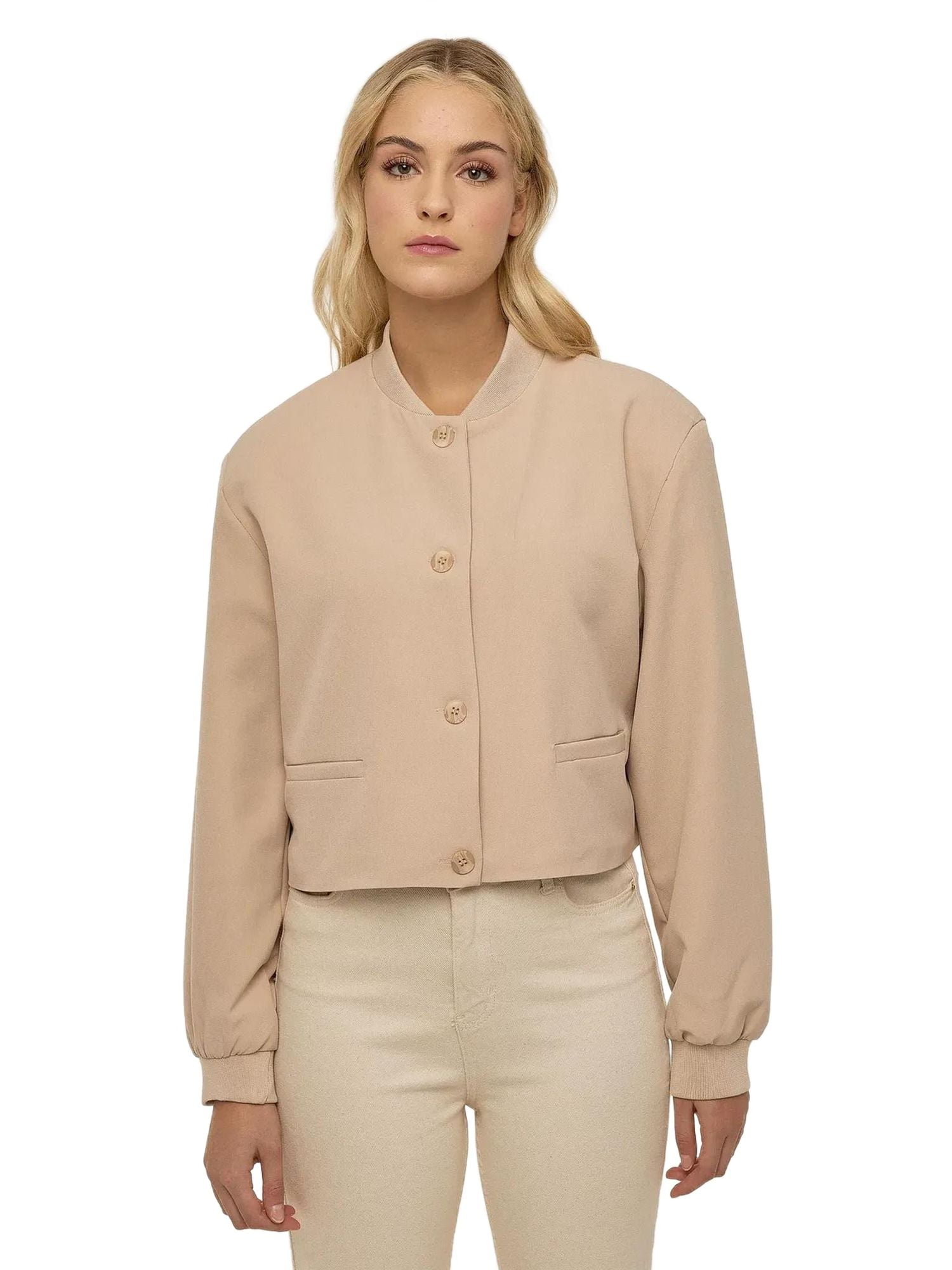 College Collar Double Pocket Cropped Jacket - Walmart.com