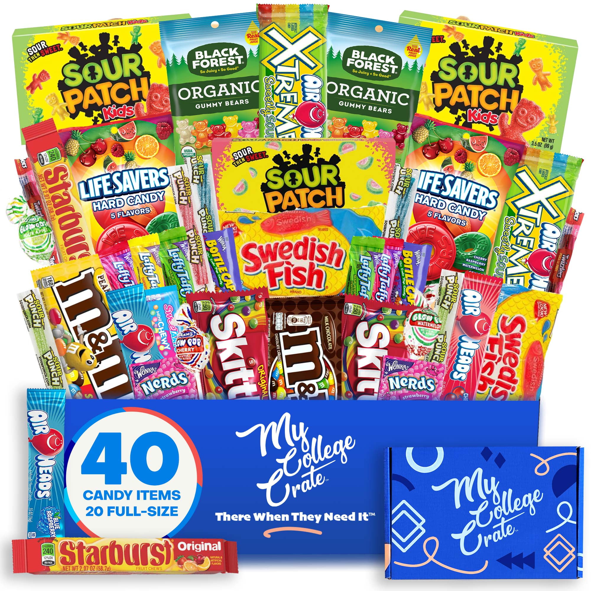 My College Crate Bulk Candy Snacks Variety Pack Box - 40 Piece Giant ...