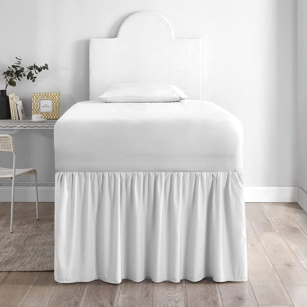 College Dorm Bedskirt - Ruffled Dorm Bedskirt for Dorm Bed - Twin XL ...