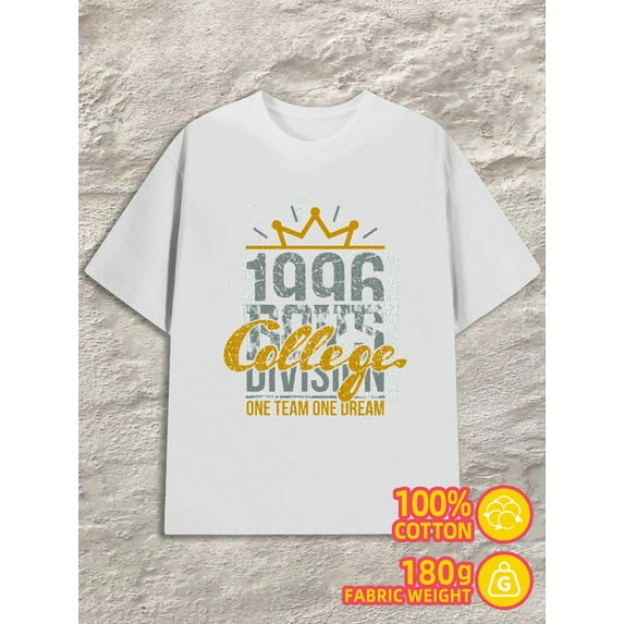 College Dream Team men 180G 100% Cotton white Unique Design Unisex ...