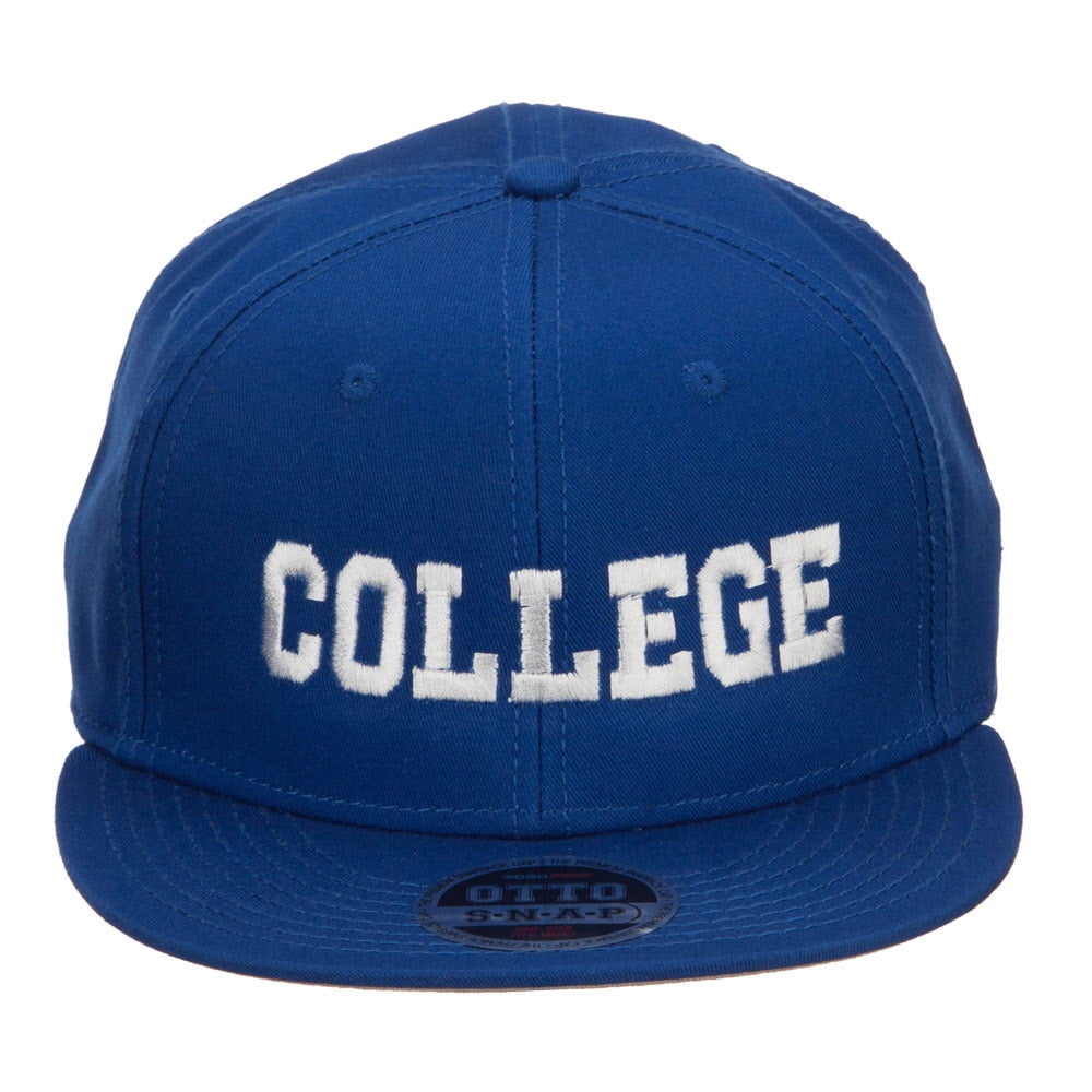 College Embroidered Cotton Snapback Cap - Royal OSFM - Walmart.com