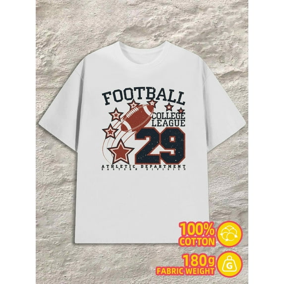 College Football 29 mens white 180G 100% Cotton Soft and comfortable ...