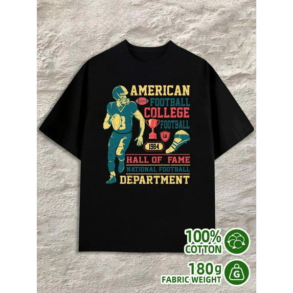 College Football Hall men black 180G 100% Cotton Comfortable activewear ...