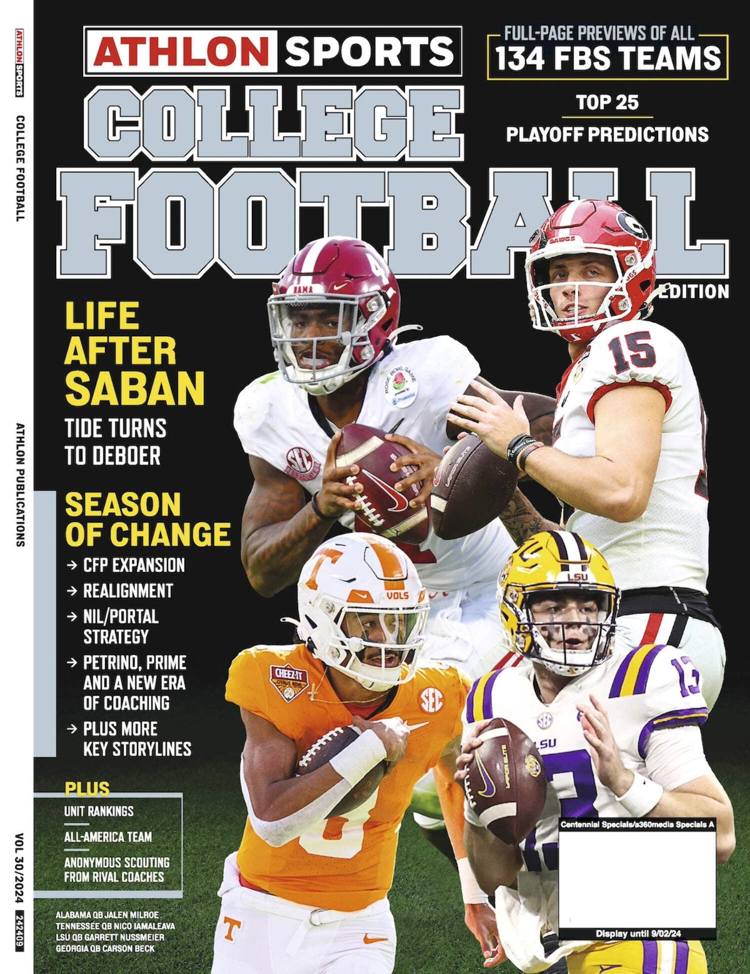 College Football Preview - Athlon Sports: 134 FBS Teams Previews, Life After Saban, Top 25 ...