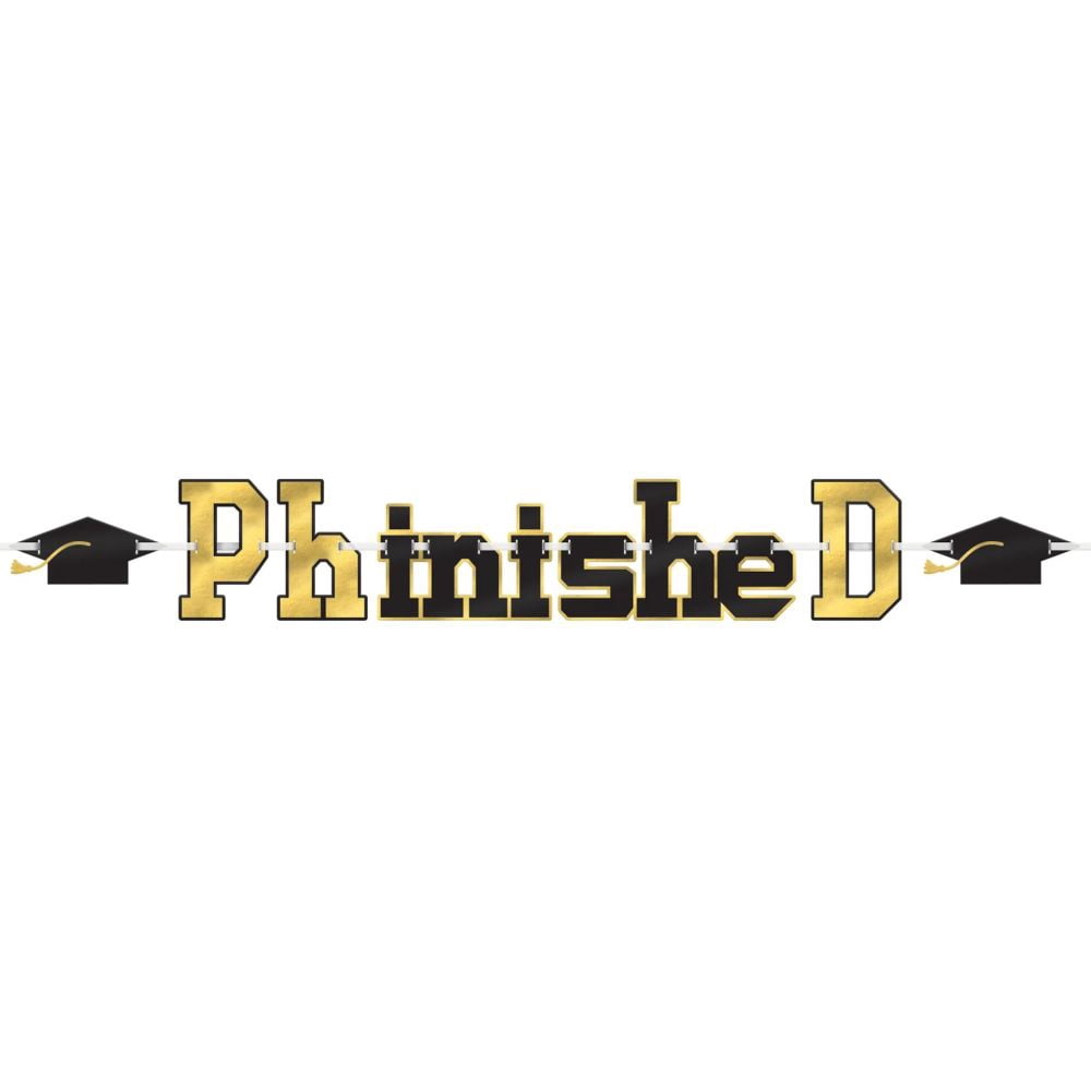College Graduation Finally PHinisheD 12-Foot Ribbon Letter Banner ...
