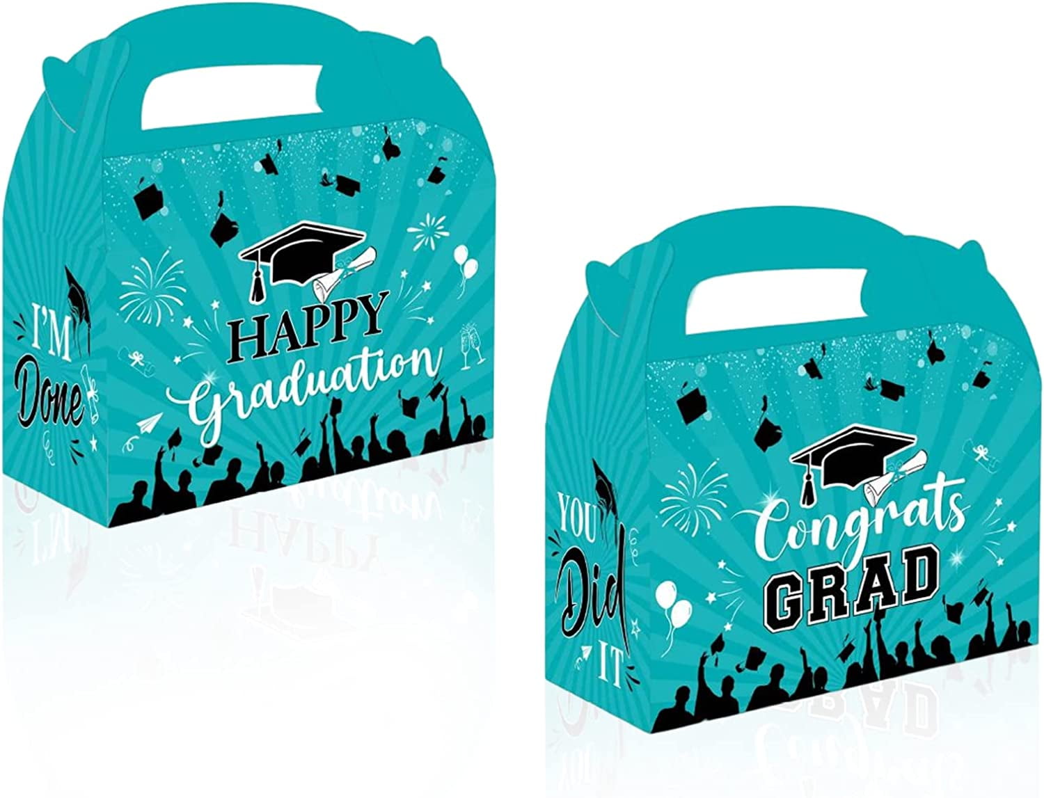 College Graduation Gift Boxes Teal Blue - 12pcs Congrats Grad Party ...