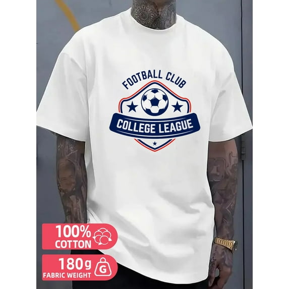 College League Tee men white 180G 100% Cotton Everyday wear,perfect for ...
