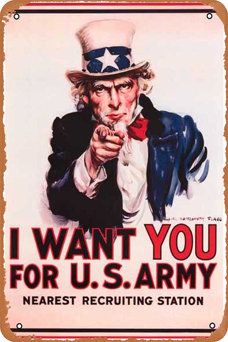 College Metal Posters Uncle Sam I Want You Aluminium Metal Signs Size ...