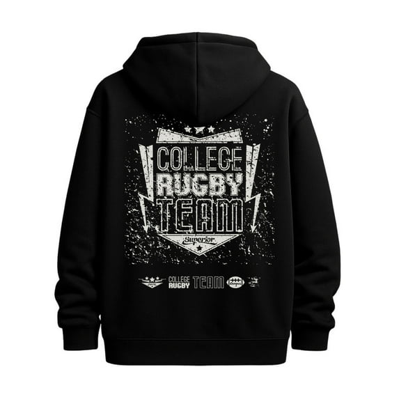 College Rugby Team funny hoodies for men polyester black Cool Hoodies ...
