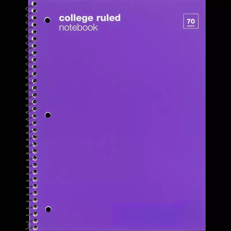 College Ruled 1 Subject Flexible Plastic Cover Spiral Notebook - ub&ub ...