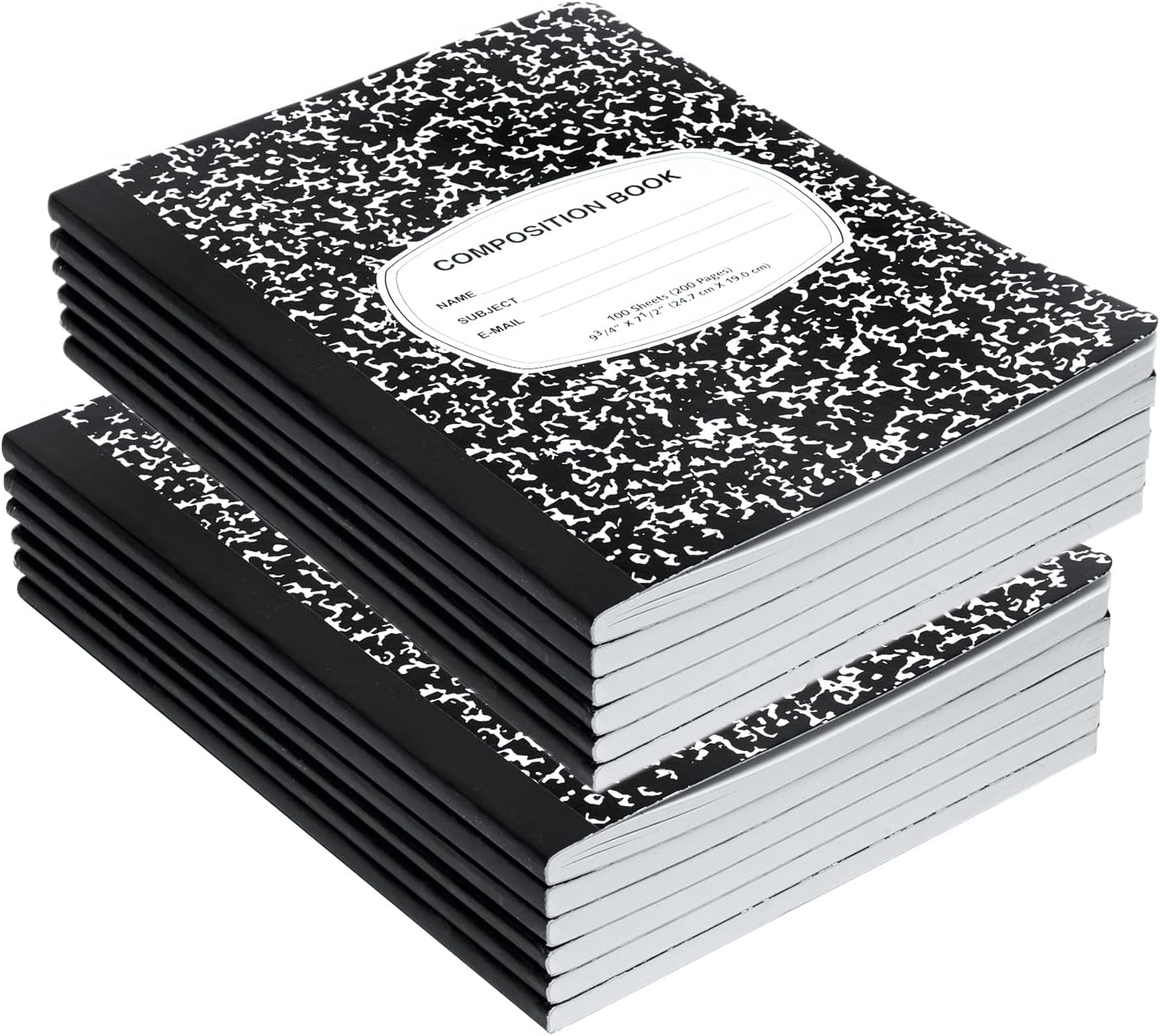College Ruled Composition book, 100 Sheet (200 pages), 12-Pack, Hard ...