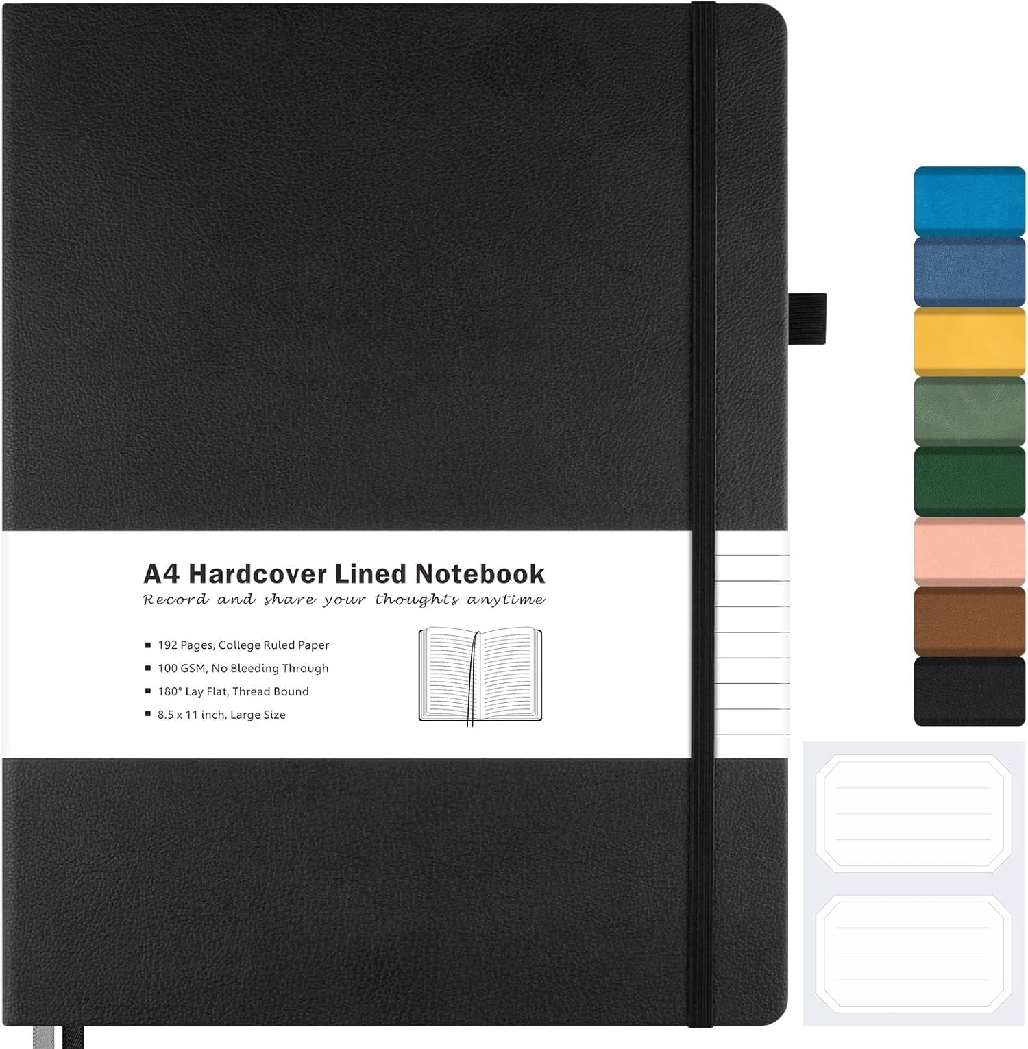 College Ruled Notebook, A4 Hardcover Leather Notebook for Work, Lined ...