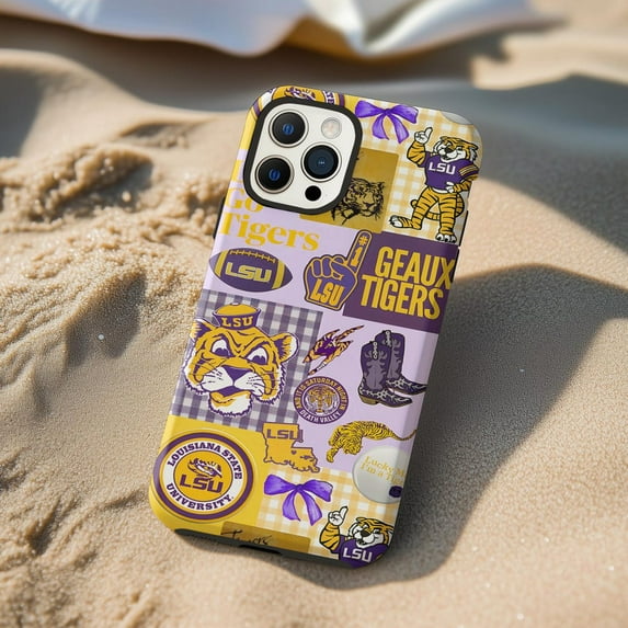 College Spirit Purple Tiger Mascot Phone Case with iPhone 17 to 11 Pro ...