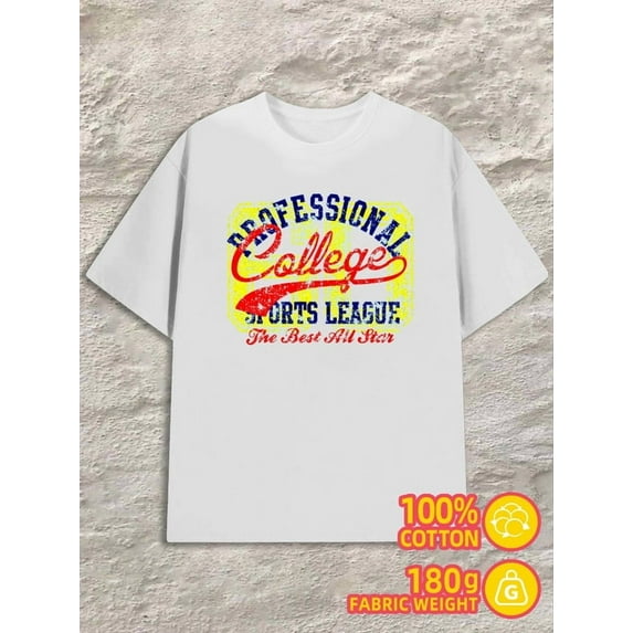 College Sports League men 180G 100% Cotton white Original Unisex Shirt ...