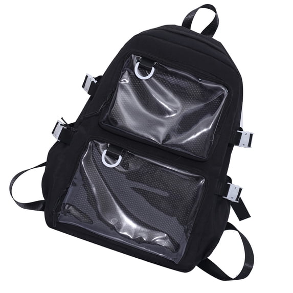 College Student Nylon Shoulder Backpack Itabag Japanese Clear Pockets ...