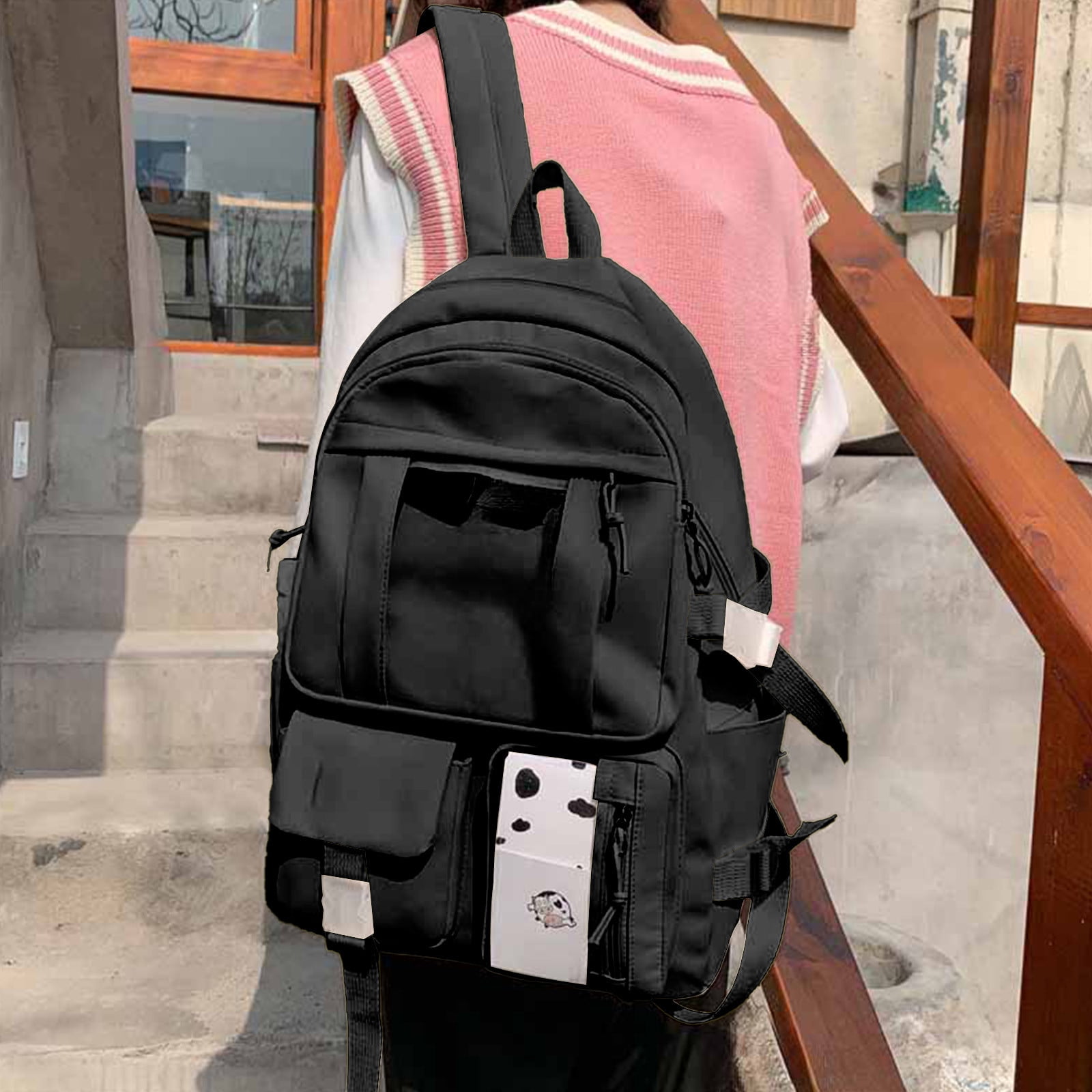 College Style Nylon Backpack, Large Capacity Student Bag, Lightweight ...