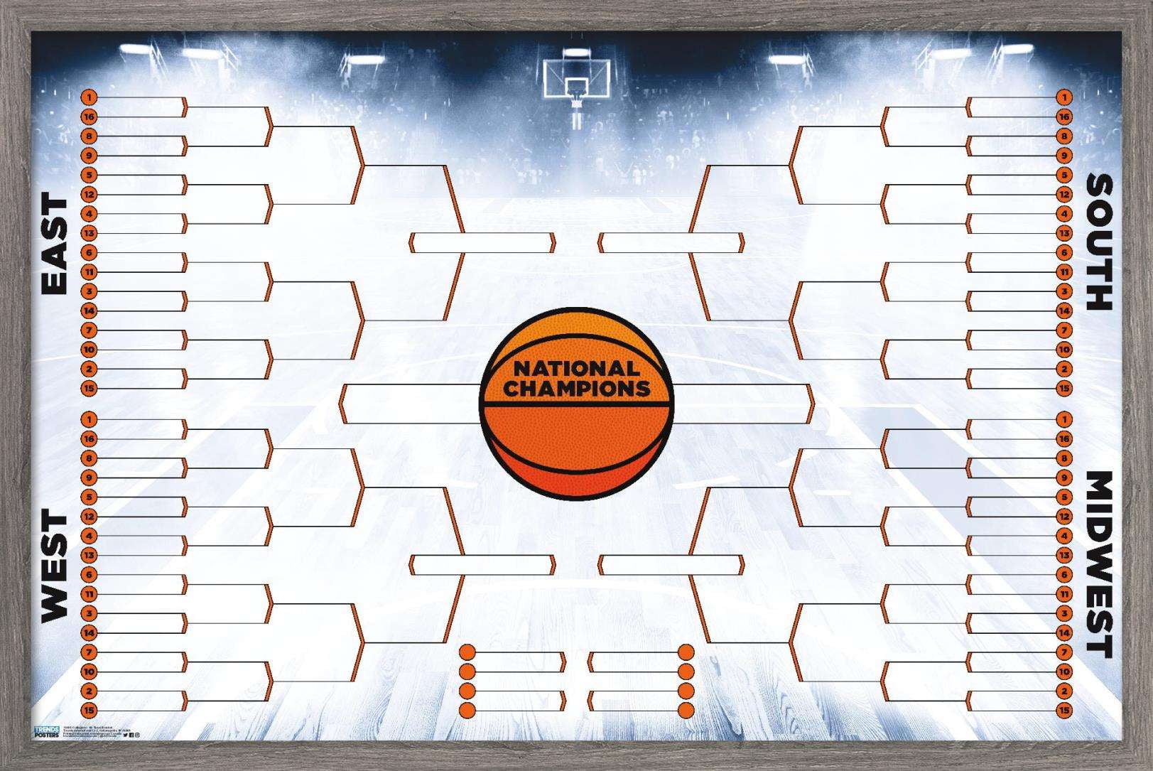 Collegiate - 64 Team Bracket Wall Poster, 22.375" x 34", Framed ...