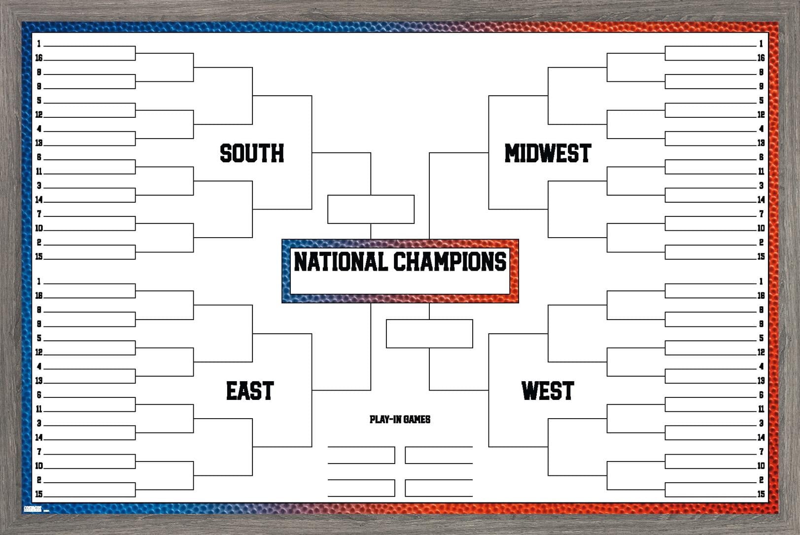 Collegiate - 68 Team Bracket Wall Poster, 14.725" x 22.375" Framed ...